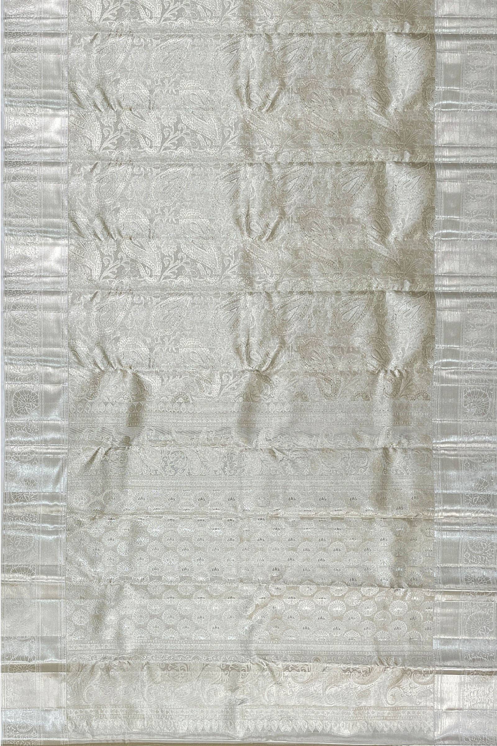 Exotic Silver Kanchipuram Silk Saree – My First Saree