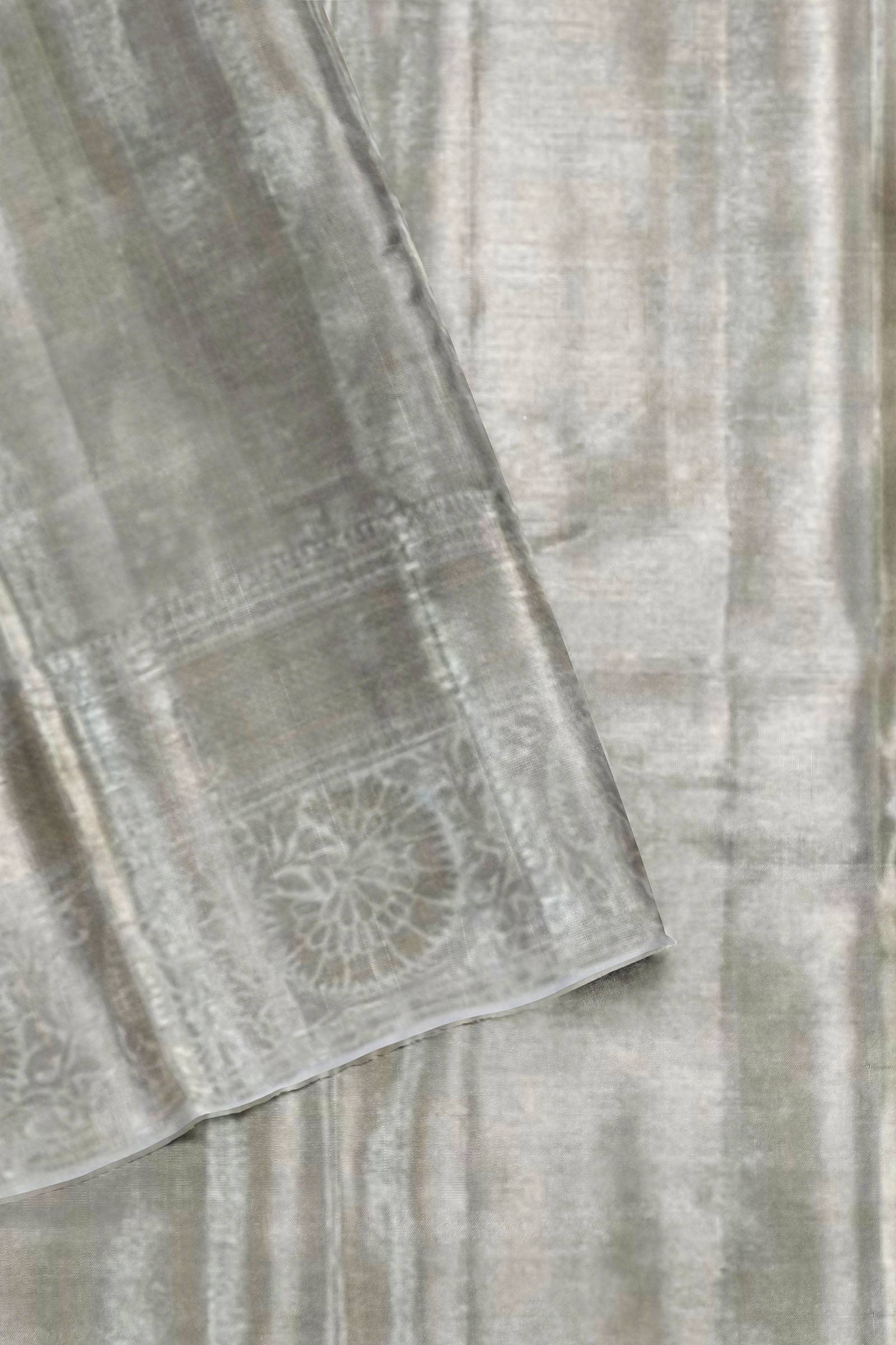 Exotic Silver Kanchipuram Silk Saree – My First Saree